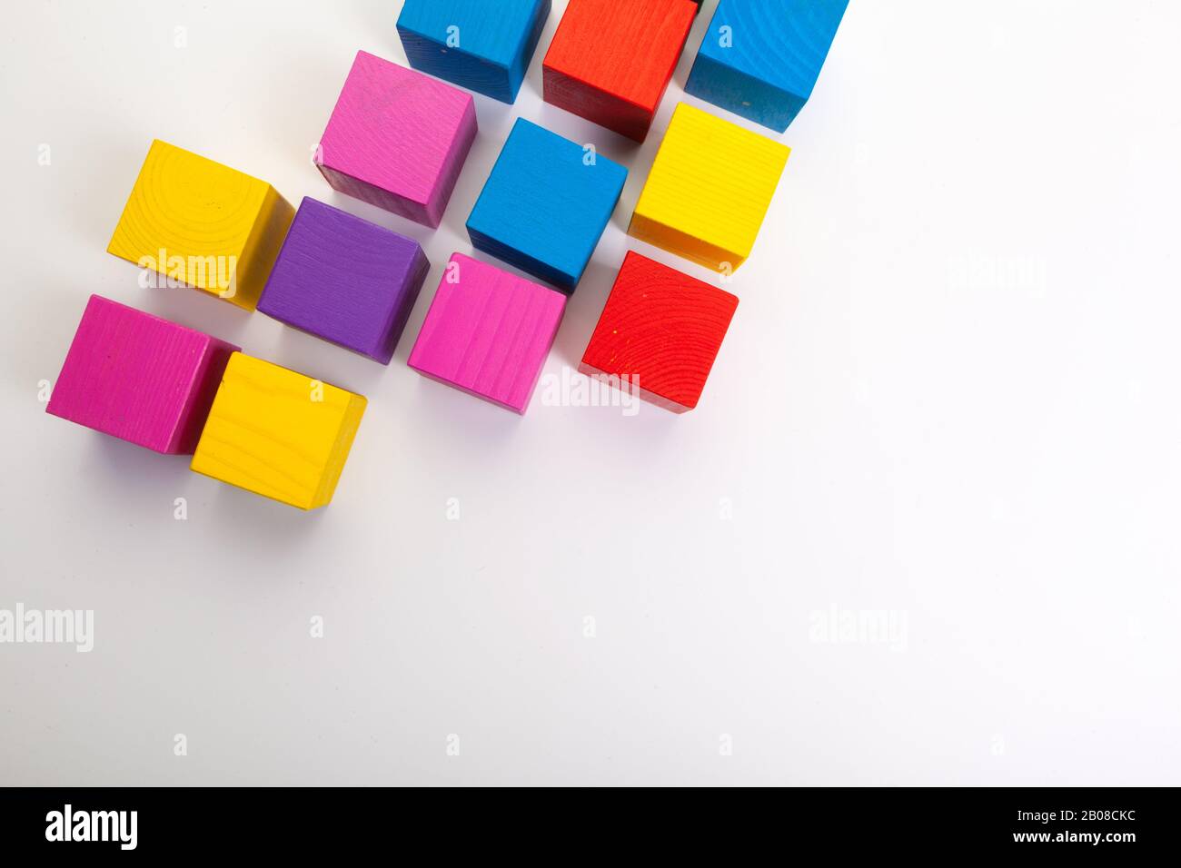 Colorful wooden building blocks isolated on white background Stock ...