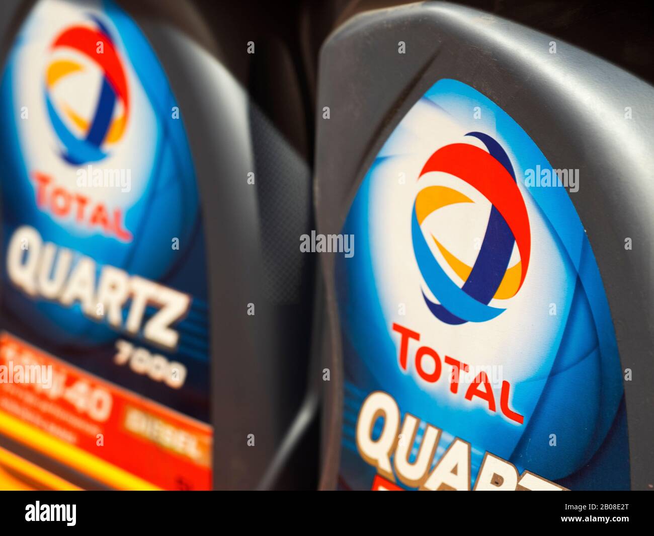 Total motor oil in store Stock Photo - Alamy