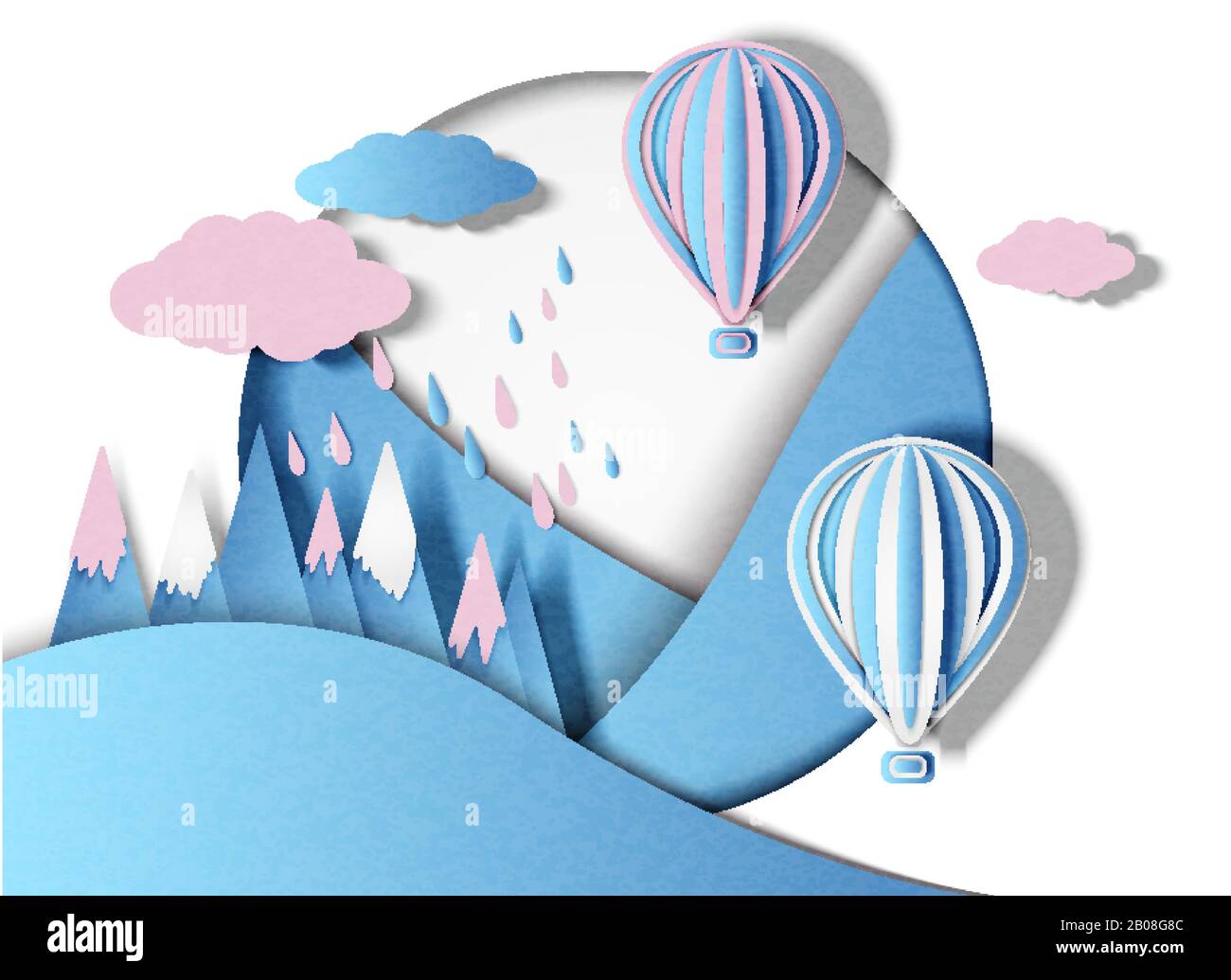 Balloons with multi-colored clouds and rain Stock Vector Image & Art ...