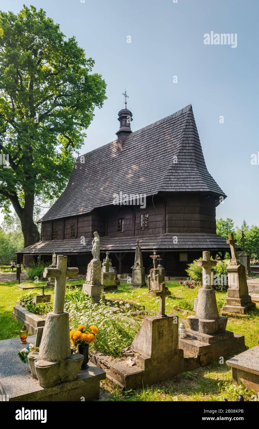 Saint Leonard Church, 15th century, Gothic style, log building covered ...
