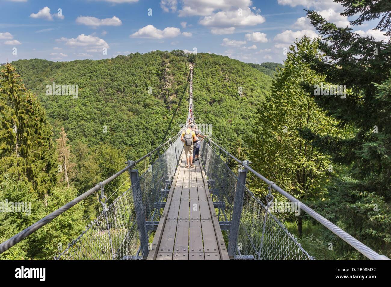 Geierlay suspension bridge crossing over the valley near Morsdorf ...