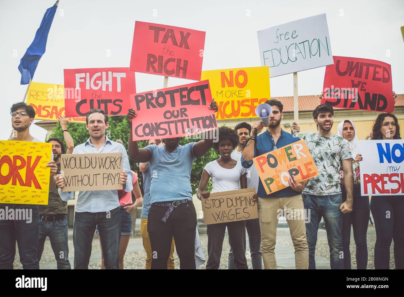 Public demonstration on the street against social problems and human ...