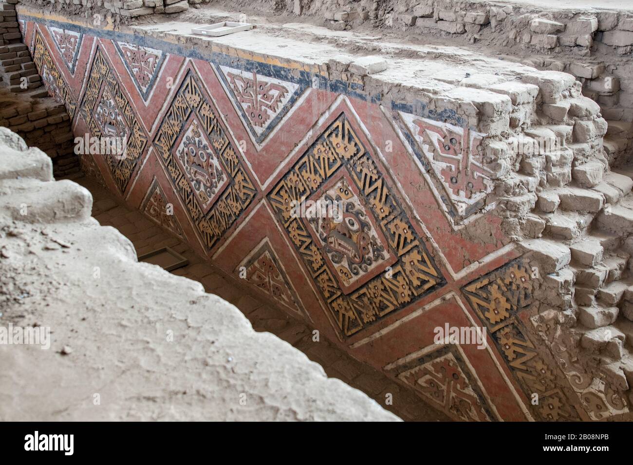 Painted and carved reliefs of the god Ayapec from the pre-Incan ...