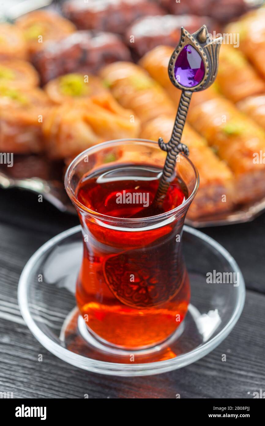 Turkish tea in traditional glass. creative photo Stock Photo - Alamy