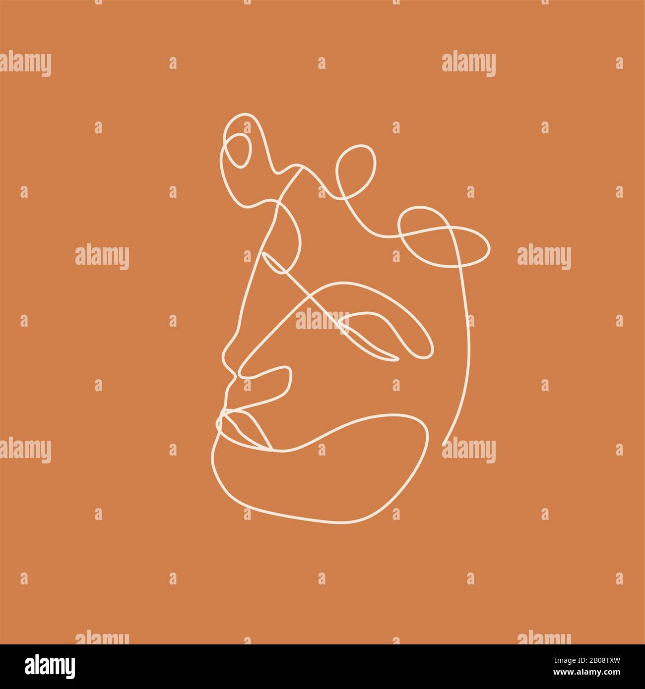Continuous Line Drawing Abstract Portrait Of A Woman Side View Vector