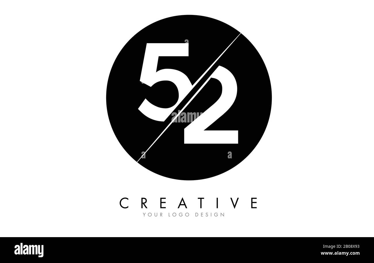 52 5 2 Number Logo Design with a Creative Cut and Black Circle ...