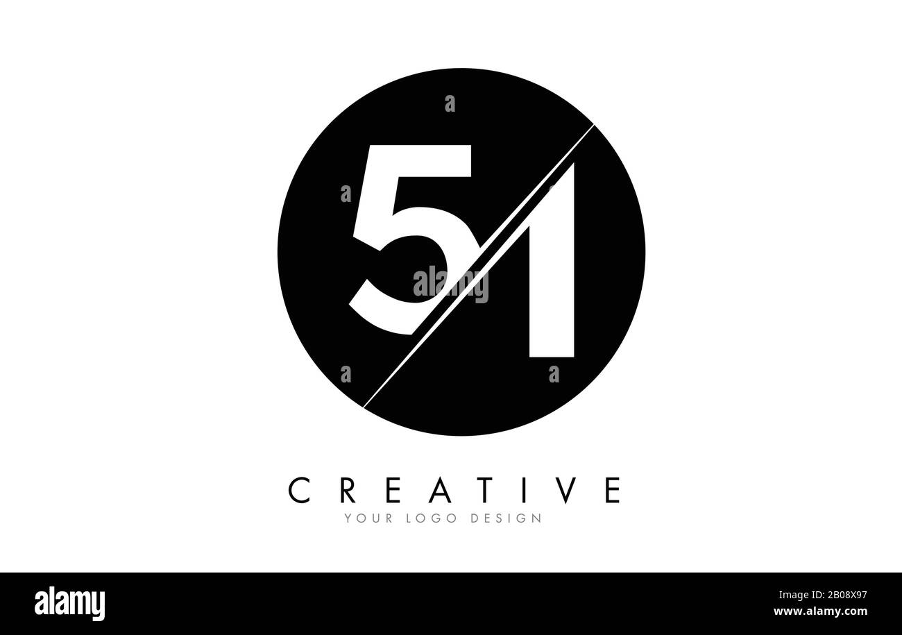 51 5 1 Number Logo Design with a Creative Cut and Black Circle ...