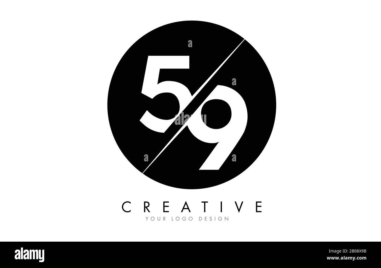 59 5 9 Number Logo Design with a Creative Cut and Black Circle ...