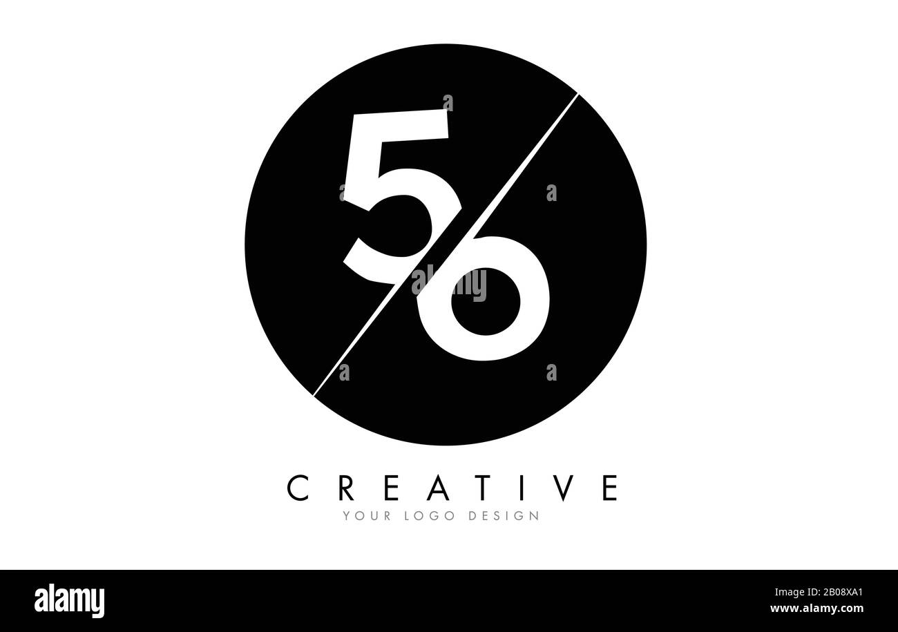 56 5 6 Number Logo Design with a Creative Cut and Black Circle ...