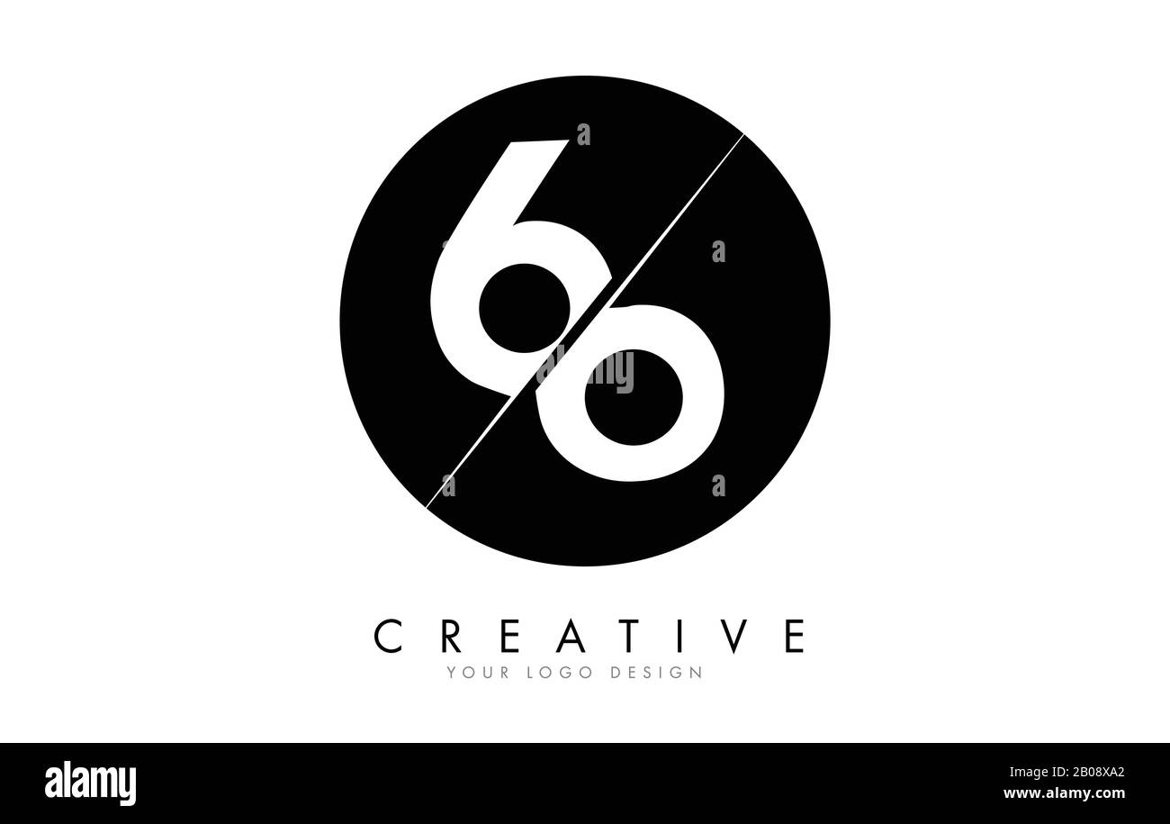 66 6 Number Logo Design with a Creative Cut and Black Circle Background ...