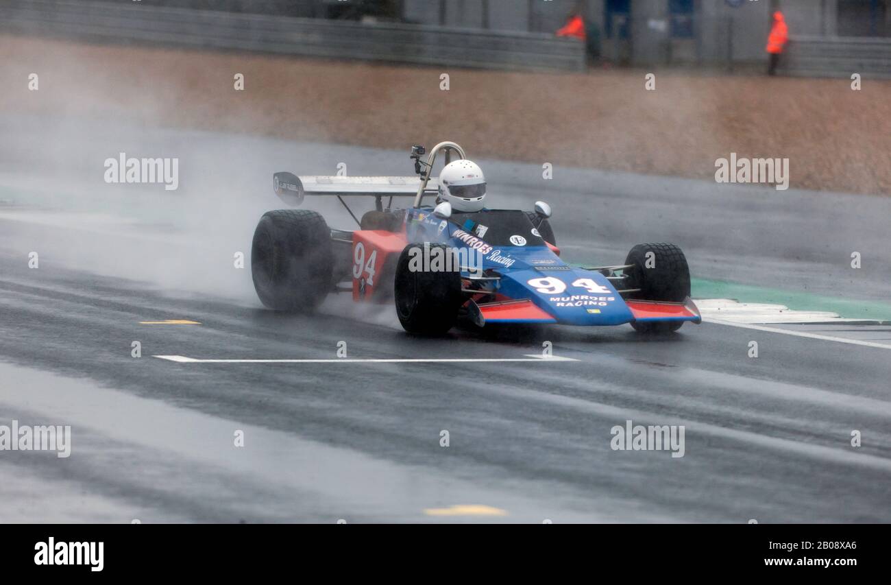 Peter Brennan driving his 1972, Blue and Orange, Brabham BT40, in the ...