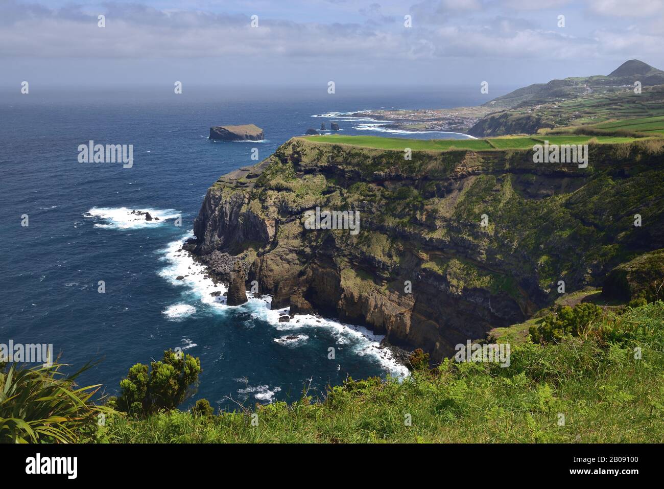 The sea cliffs of Sao Miguel island of the Azores Stock Photo - Alamy