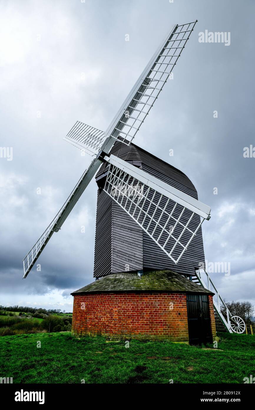 Brill Windmill: Old wood and brick windmill on a hilltop in the English ...