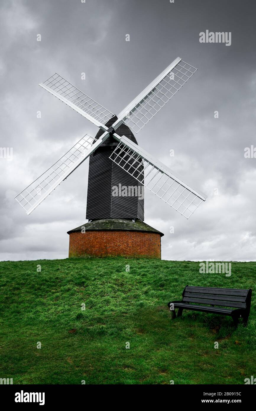 Brill Windmill: Old wood and brick windmill on a hilltop in the English ...
