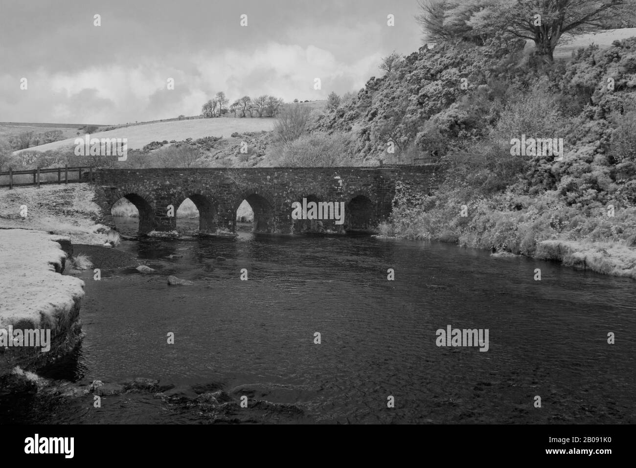 Infrared picture of the ancient Lanacre (Landacre) Bridge over the ...