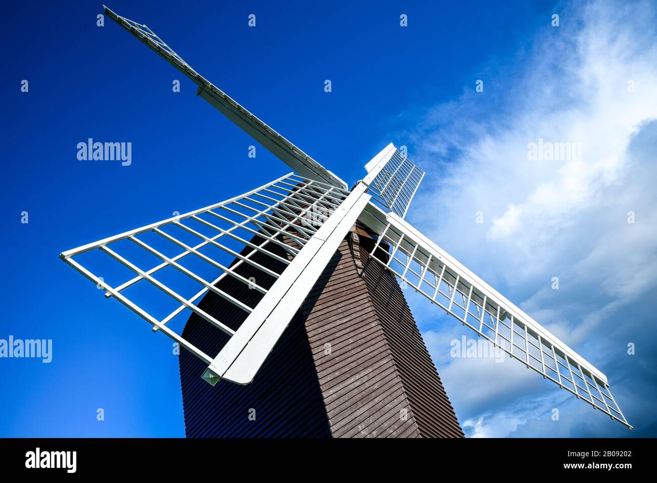 Brill Windmill: Old wood and brick windmill on a hilltop in the English ...