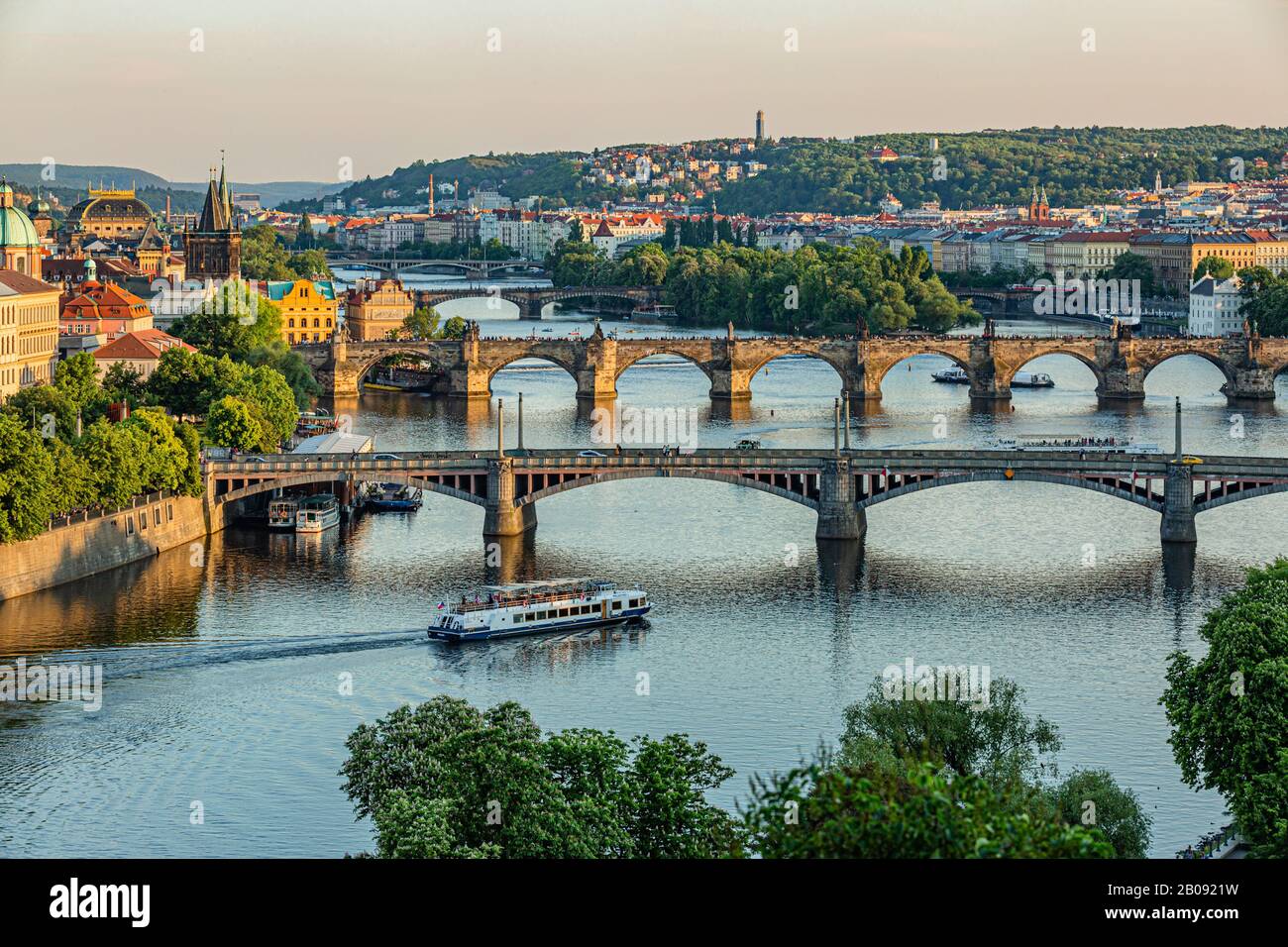 Prague / Czech Republic - May 23 2019: Scenic view of the cityscape ...