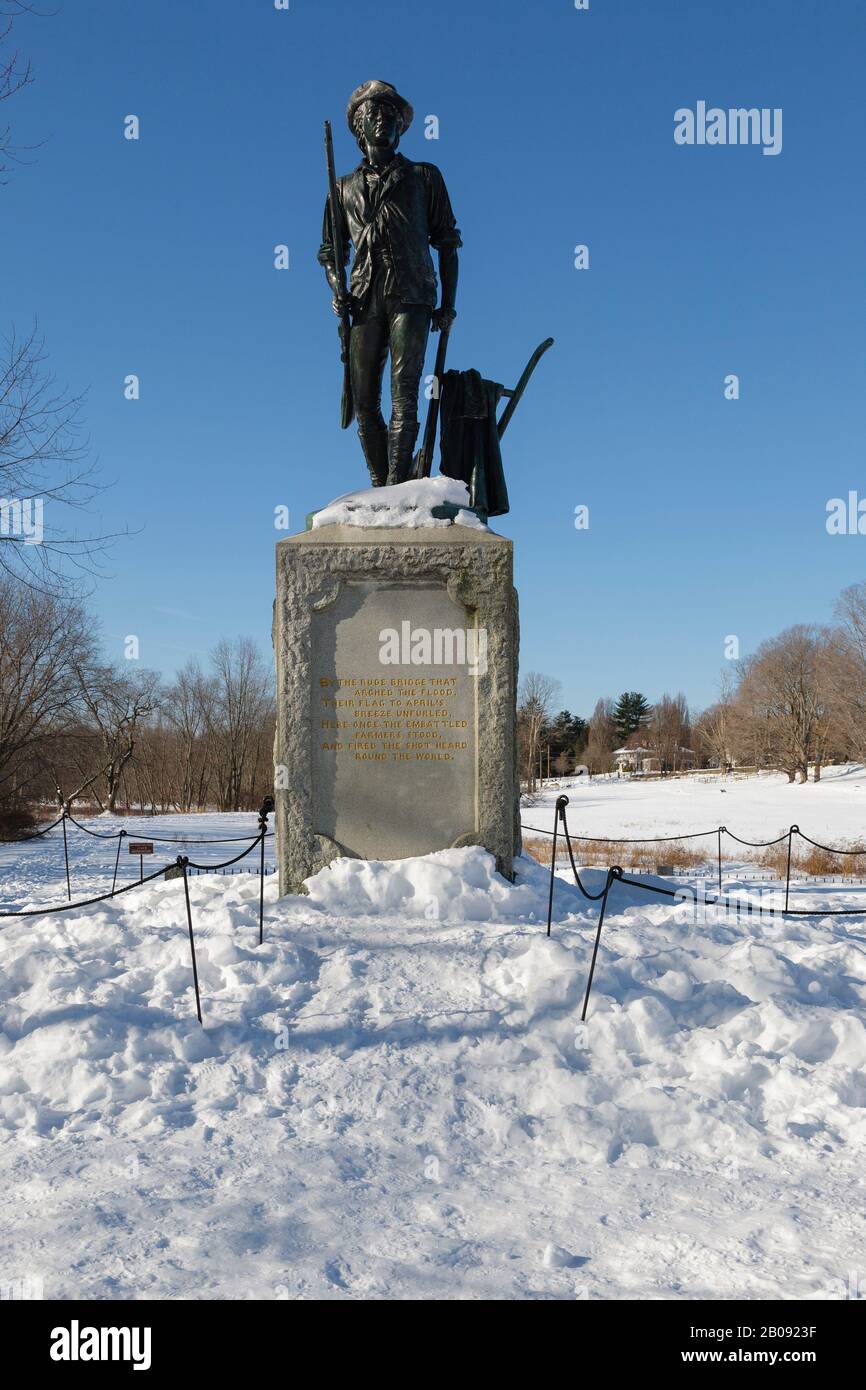 The Minute Man statue next to Old North Bridge at Minute Man National ...