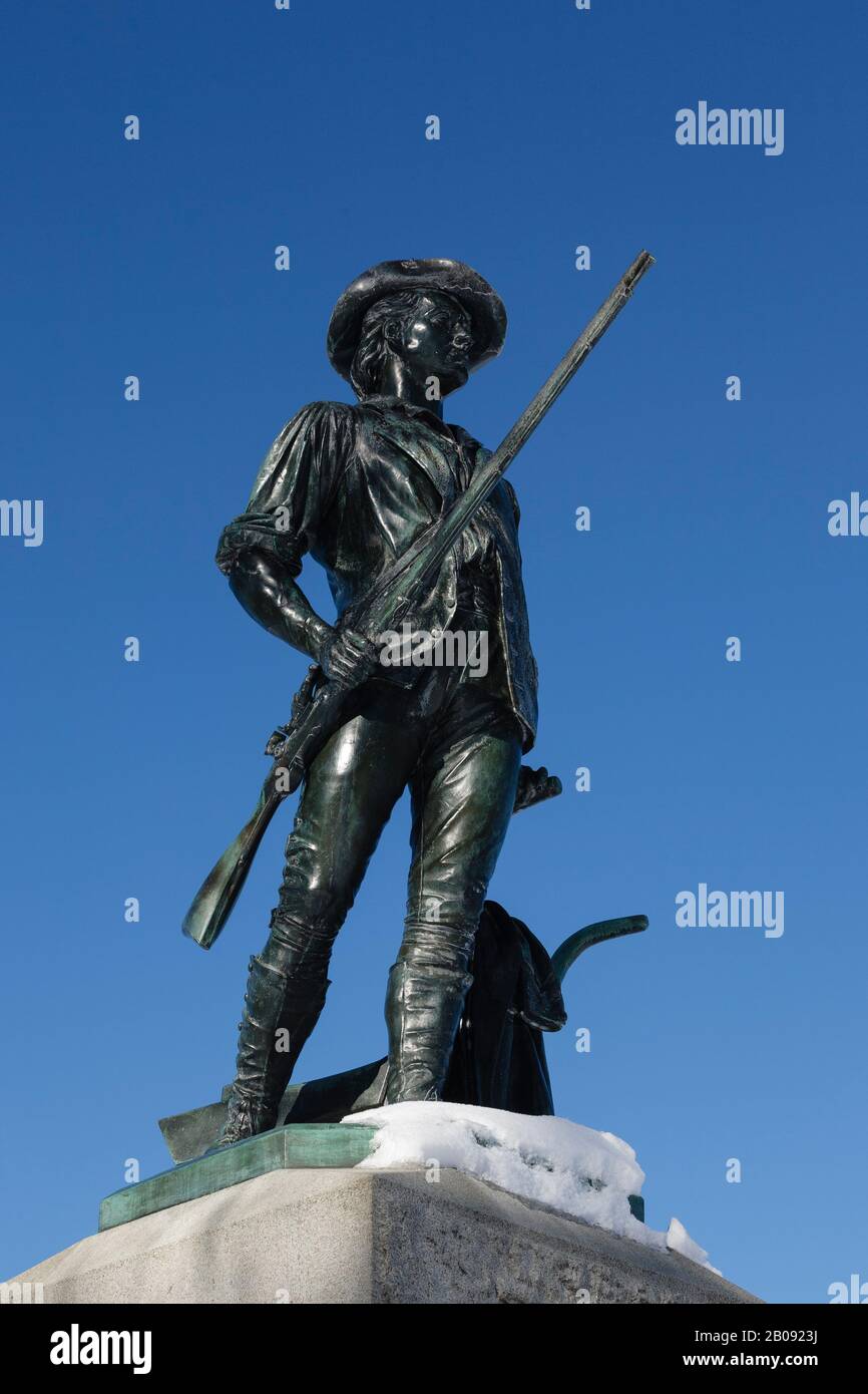 The Minute Man statue next to Old North Bridge at Minute Man National ...