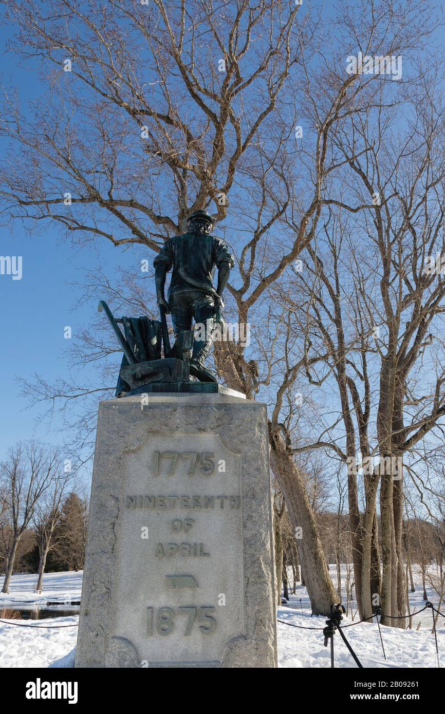 The Minute Man statue next to Old North Bridge at Minute Man National ...