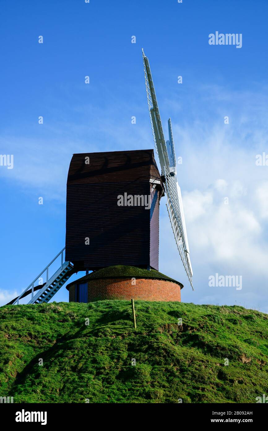 Brill Windmill: Old wood and brick windmill on a hilltop in the English ...
