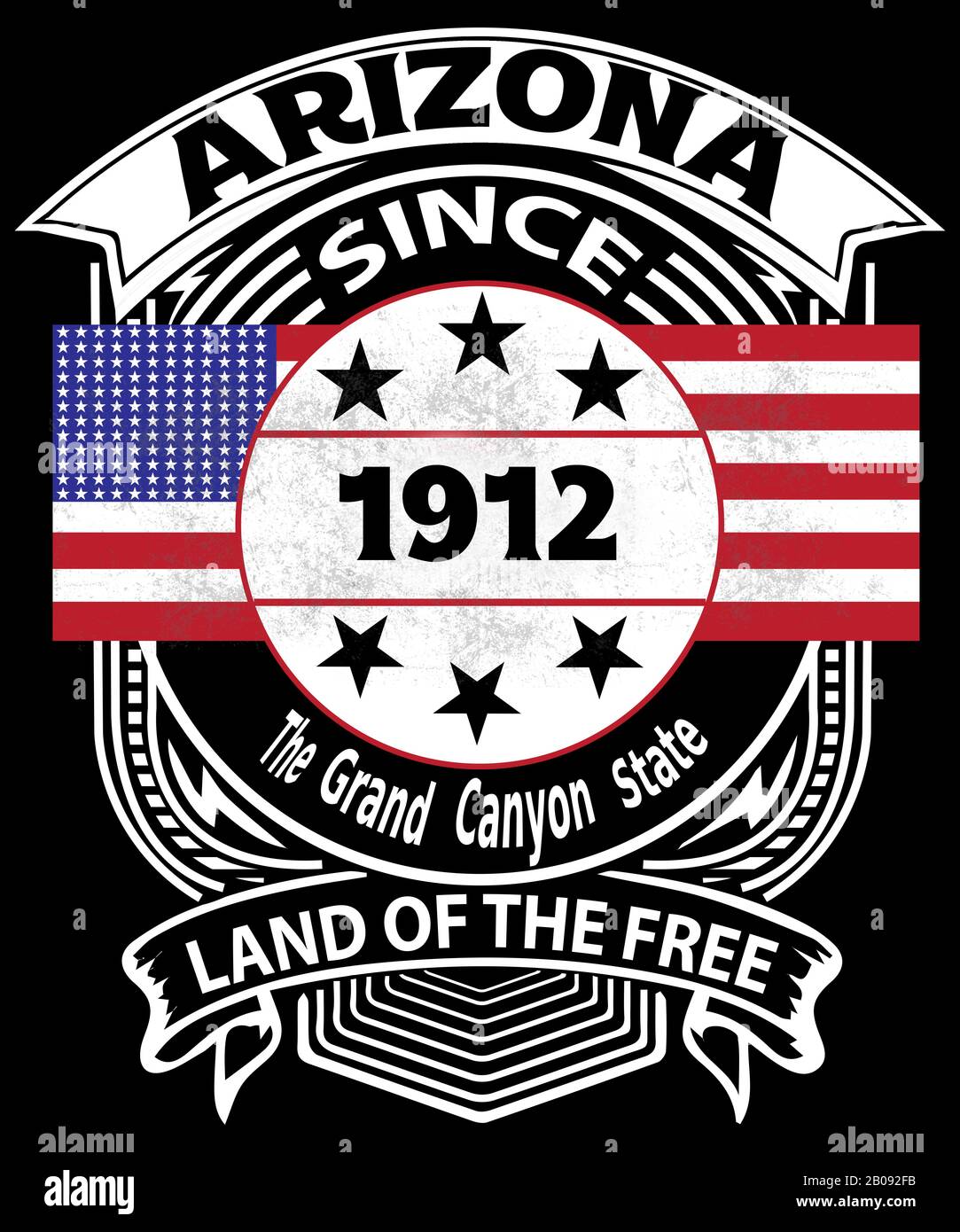 Arizona retro typography graphic with an American flag and says since ...