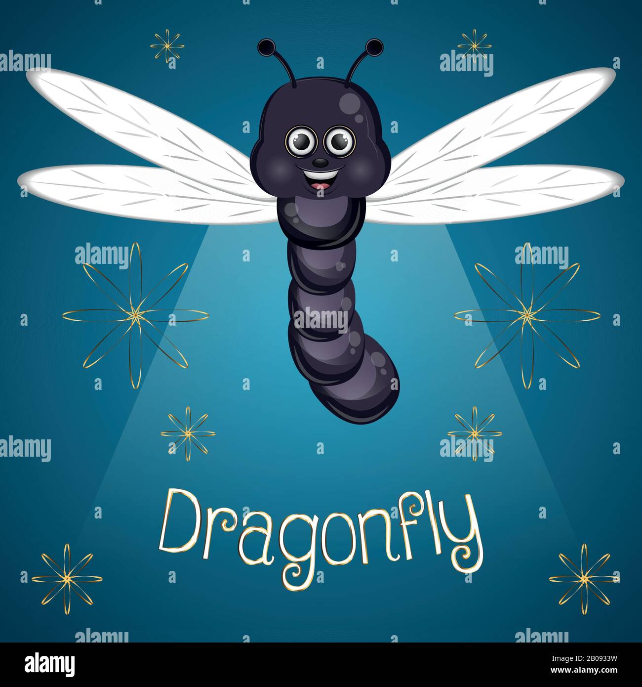 Cartoon of a cute happy dragonfly Stock Vector Image & Art - Alamy