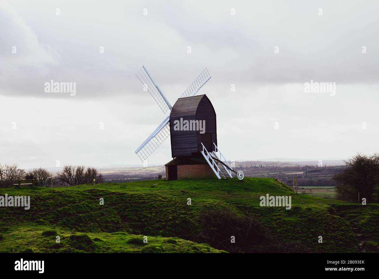 Brill Windmill: Old wood and brick windmill on a hilltop in the English ...