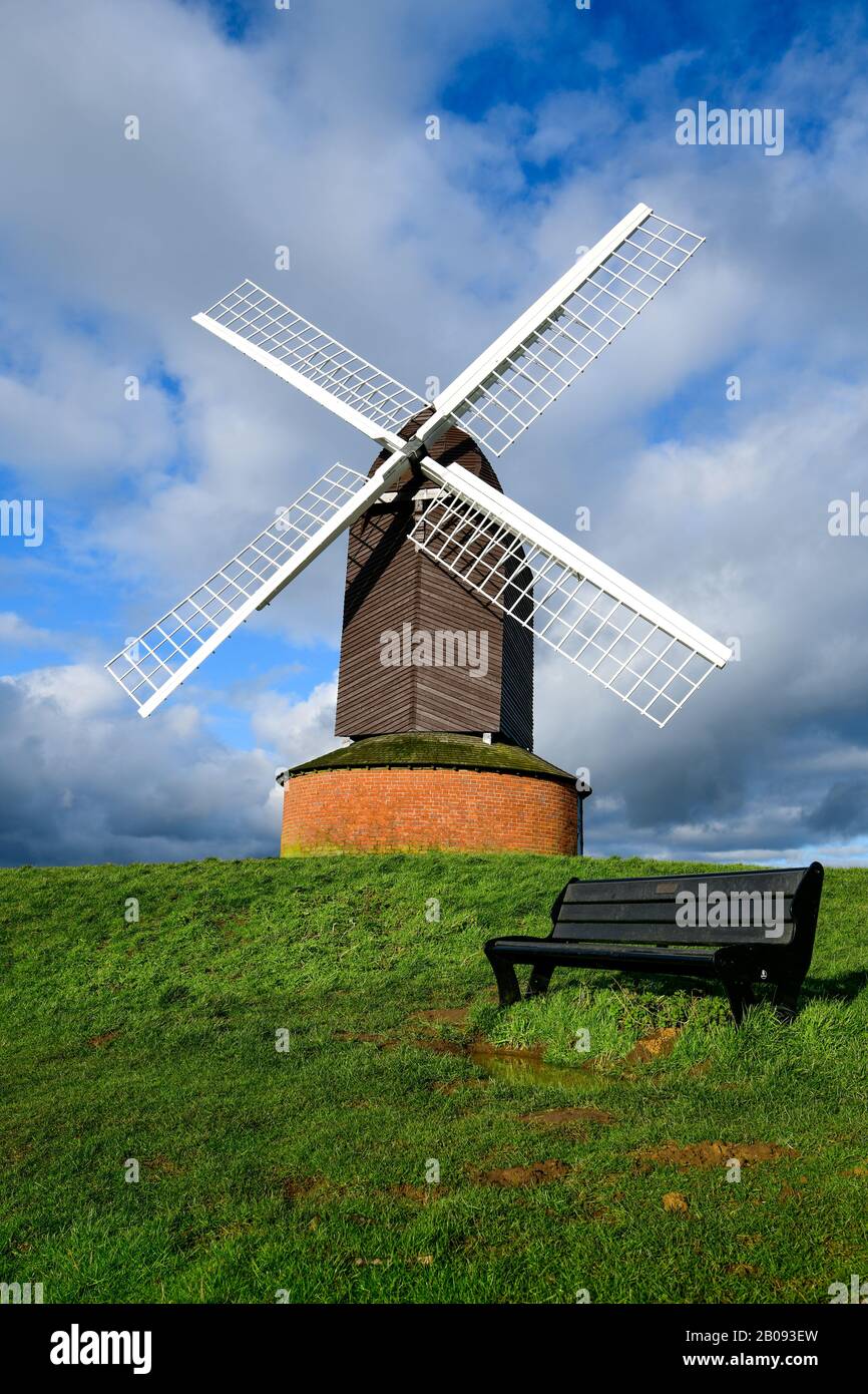 Brill Windmill: Old wood and brick windmill on a hilltop in the English ...