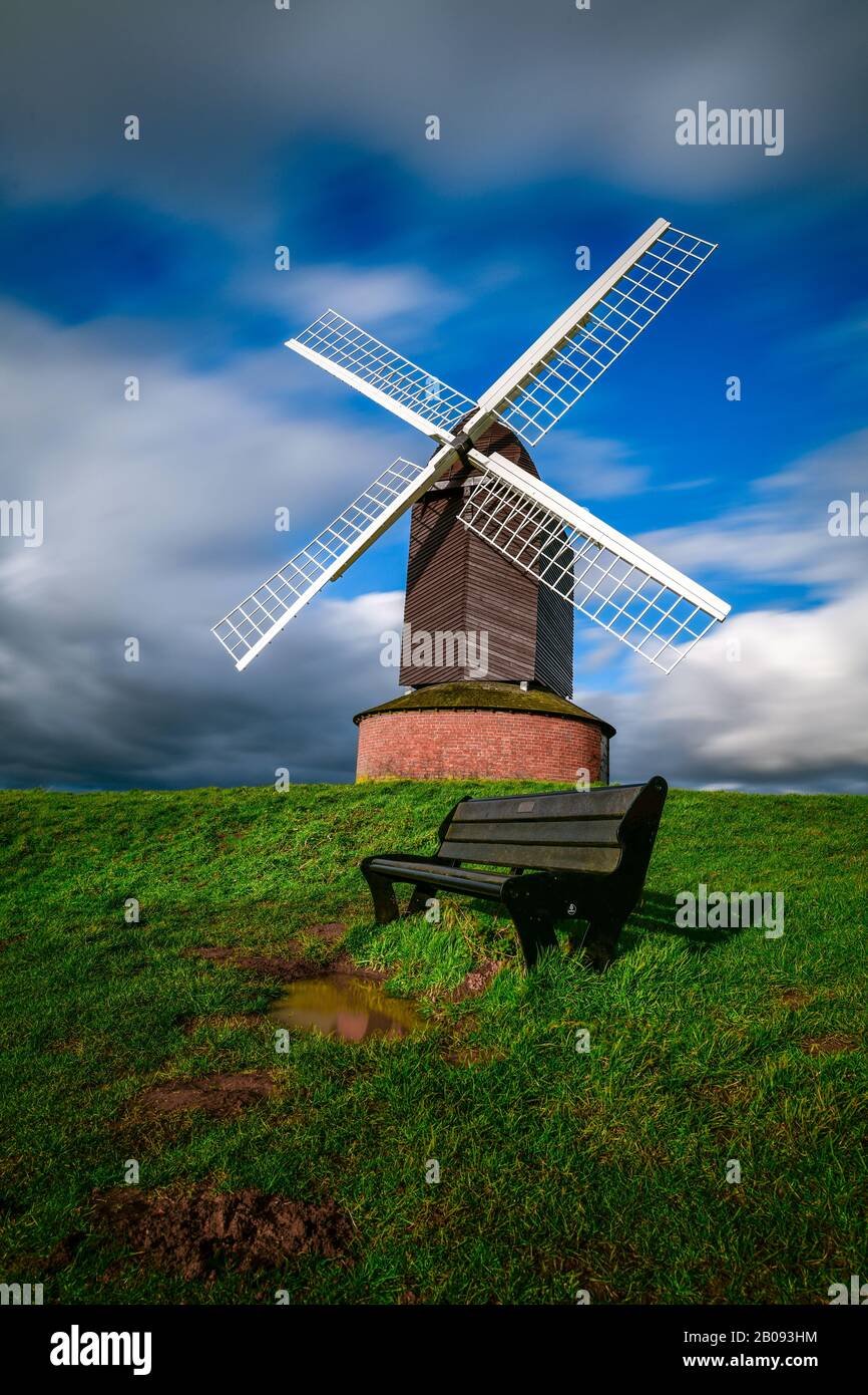 Brill Windmill: Old wood and brick windmill on a hilltop in the English ...