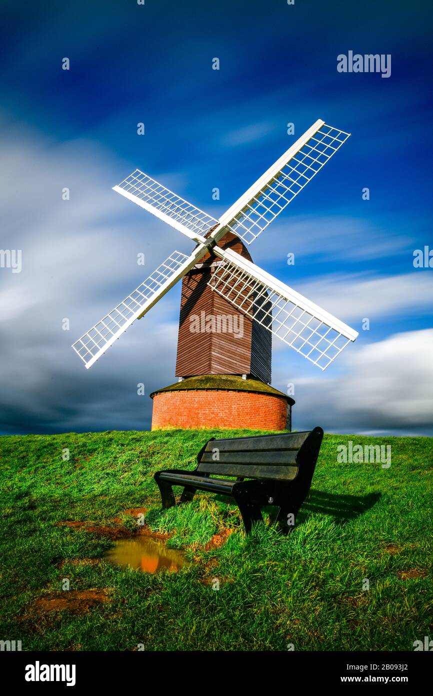 Brill Windmill: Old wood and brick windmill on a hilltop in the English ...