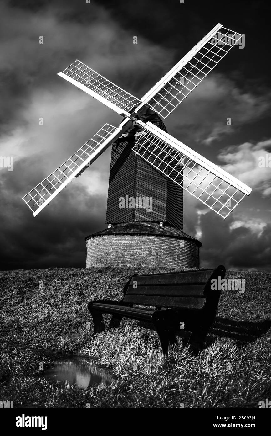 Brill Windmill: Old wood and brick windmill on a hilltop in the English ...