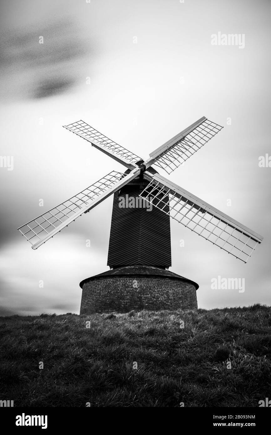 Brill Windmill: Old wood and brick windmill on a hilltop in the English ...