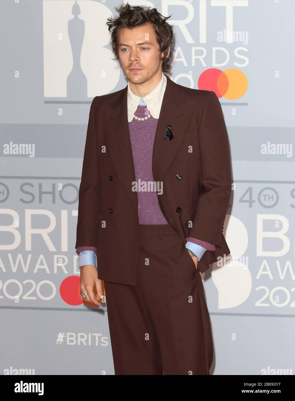 Harry Styles attends the 40th Brit Awards Red Carpet arrivals at The O2 ...