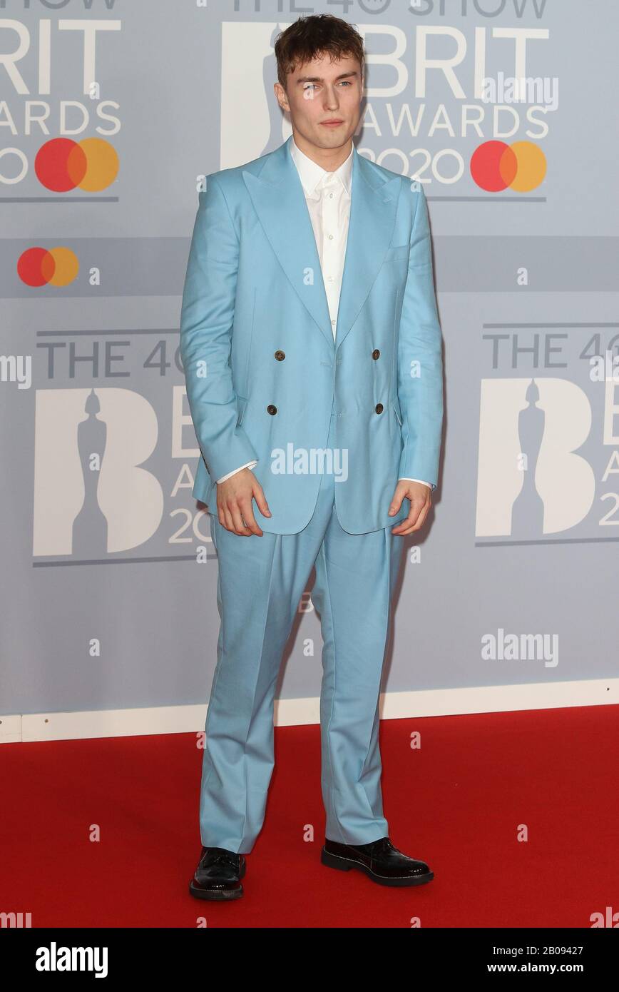 Sam Fender attends the 40th Brit Awards Red Carpet arrivals at The O2 ...