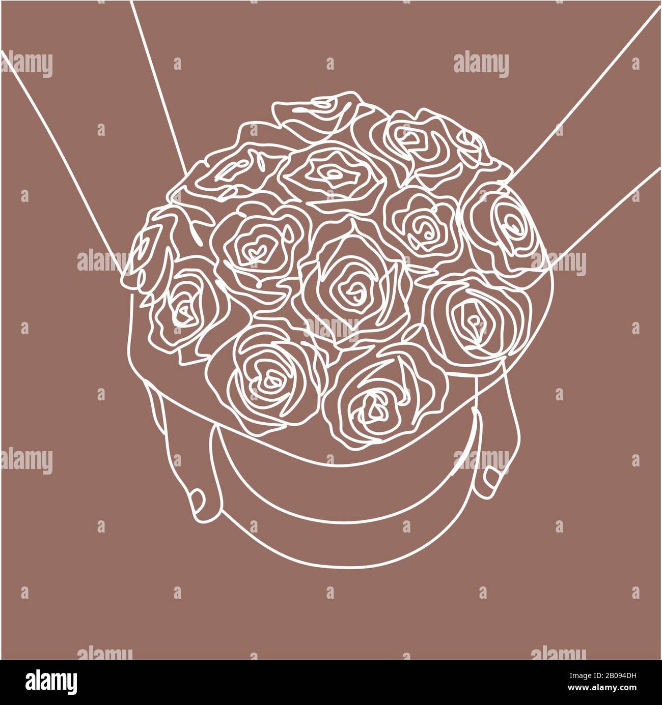 Flower in box vector line drawing. Line icon. Roses in box.Bouquet of ...