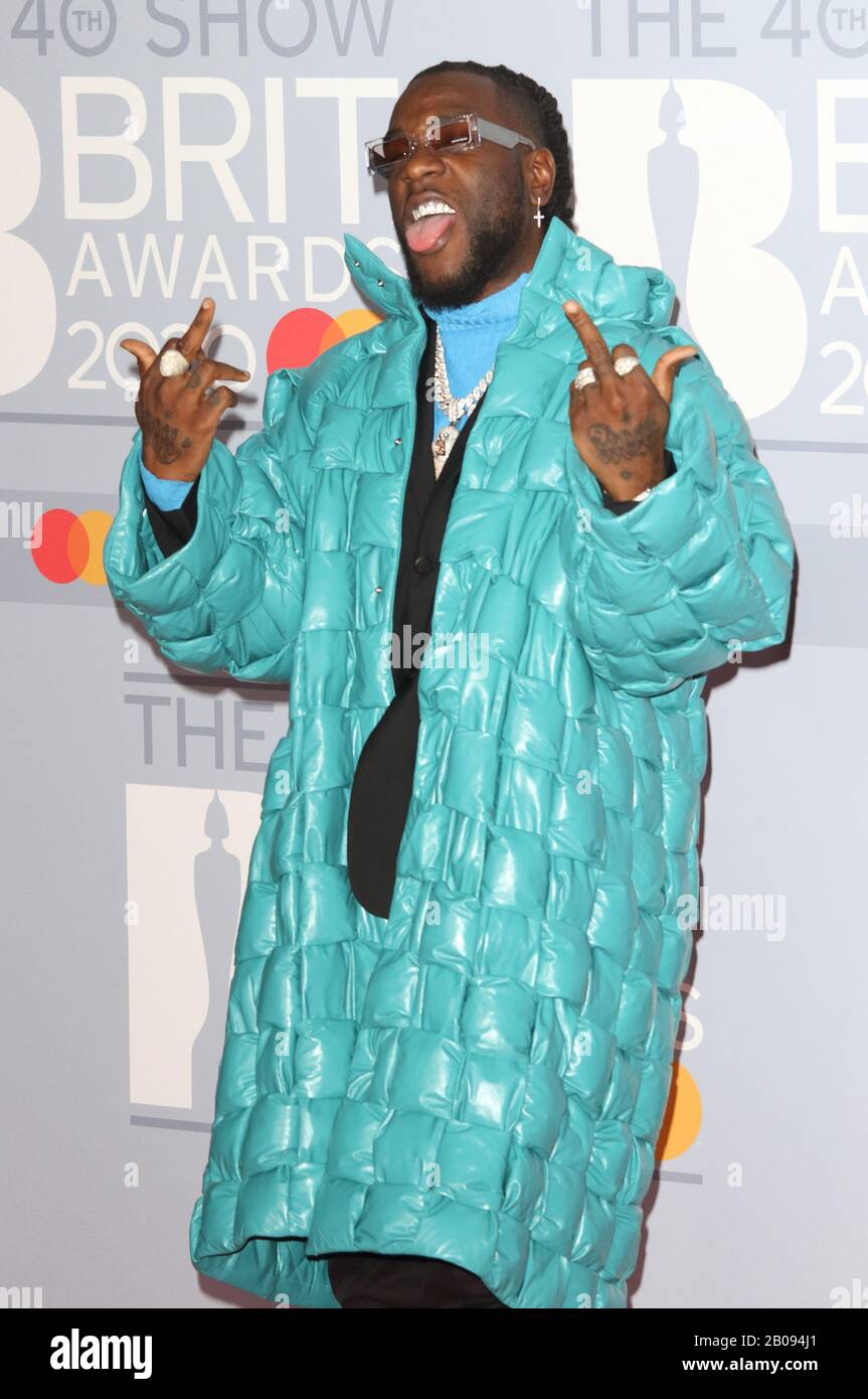 Burna Boy attends the 40th Brit Awards Red Carpet arrivals at The O2 ...