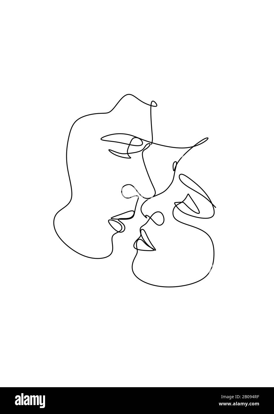 Couple Line Vector Illustration Love Print Minimalist People Icon