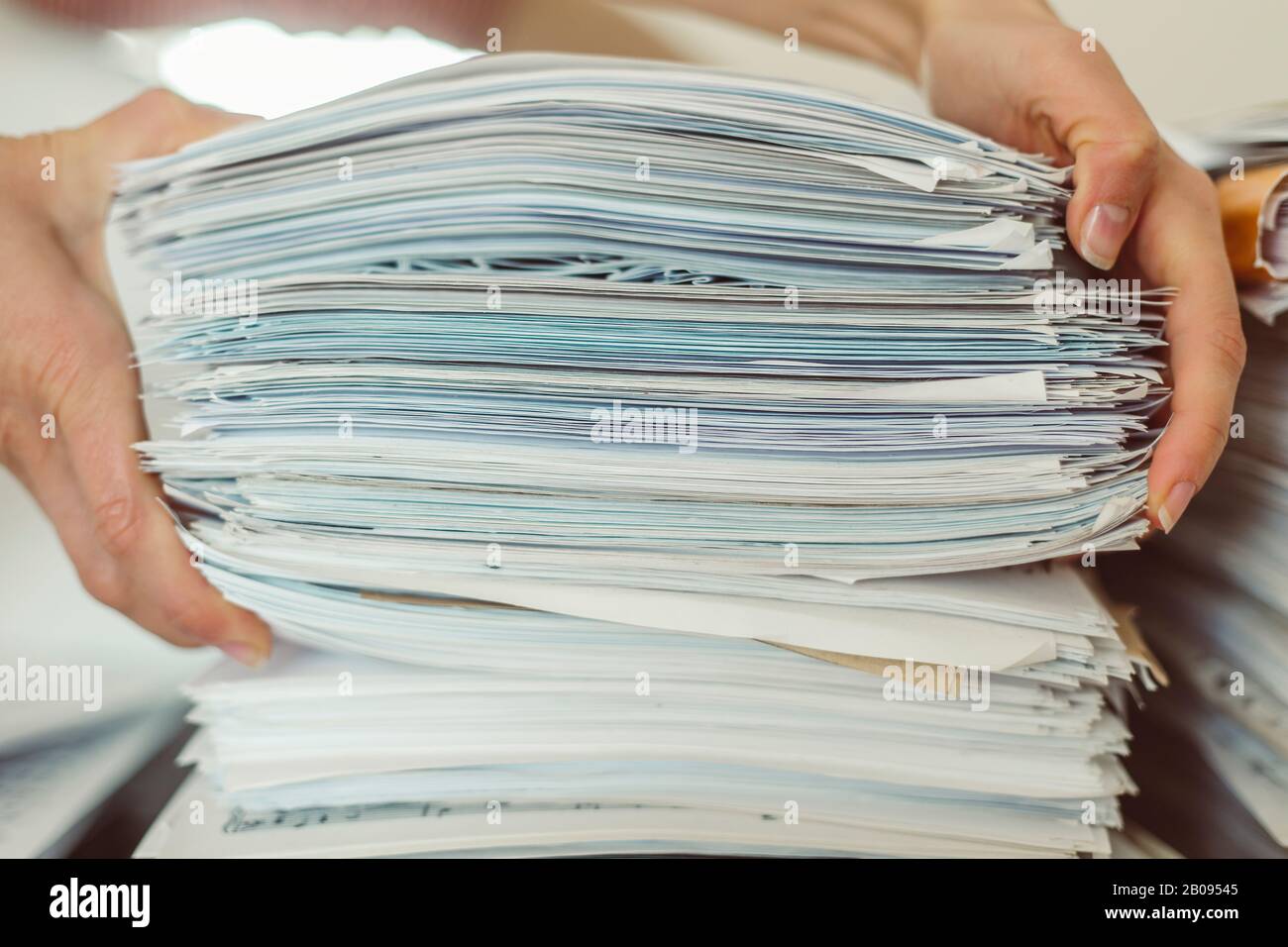 Stack of reporting paper documents Stock Photo - Alamy