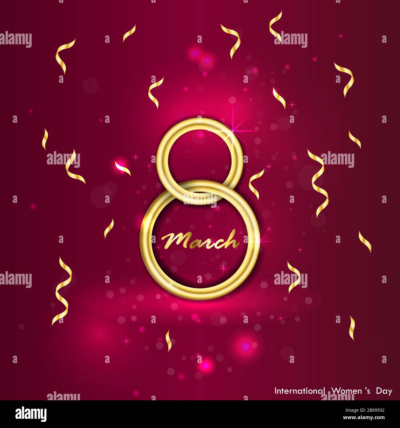 Abstract Golden Greeting card.Golden number eight and glitter gold ...