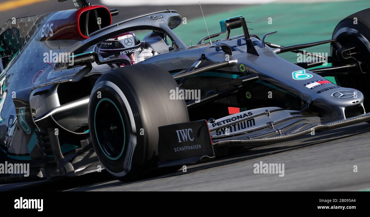 Mercedes' Lewis Hamilton during day one of pre-season testing at the ...