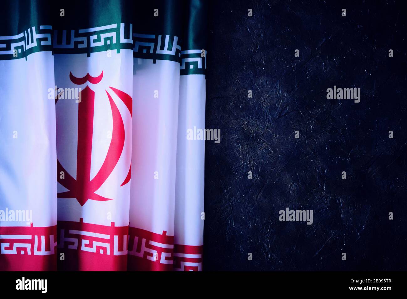National flag of Iran on a dark background with space for text Stock ...
