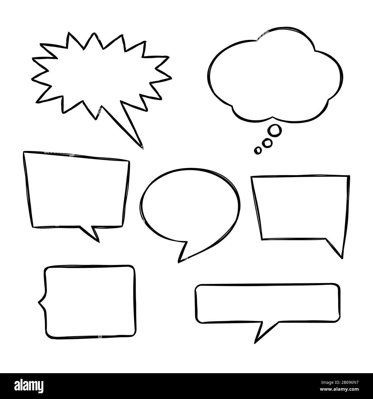 Set of cute hand drawn speech bubbles in doodle style. Talk clouds ...