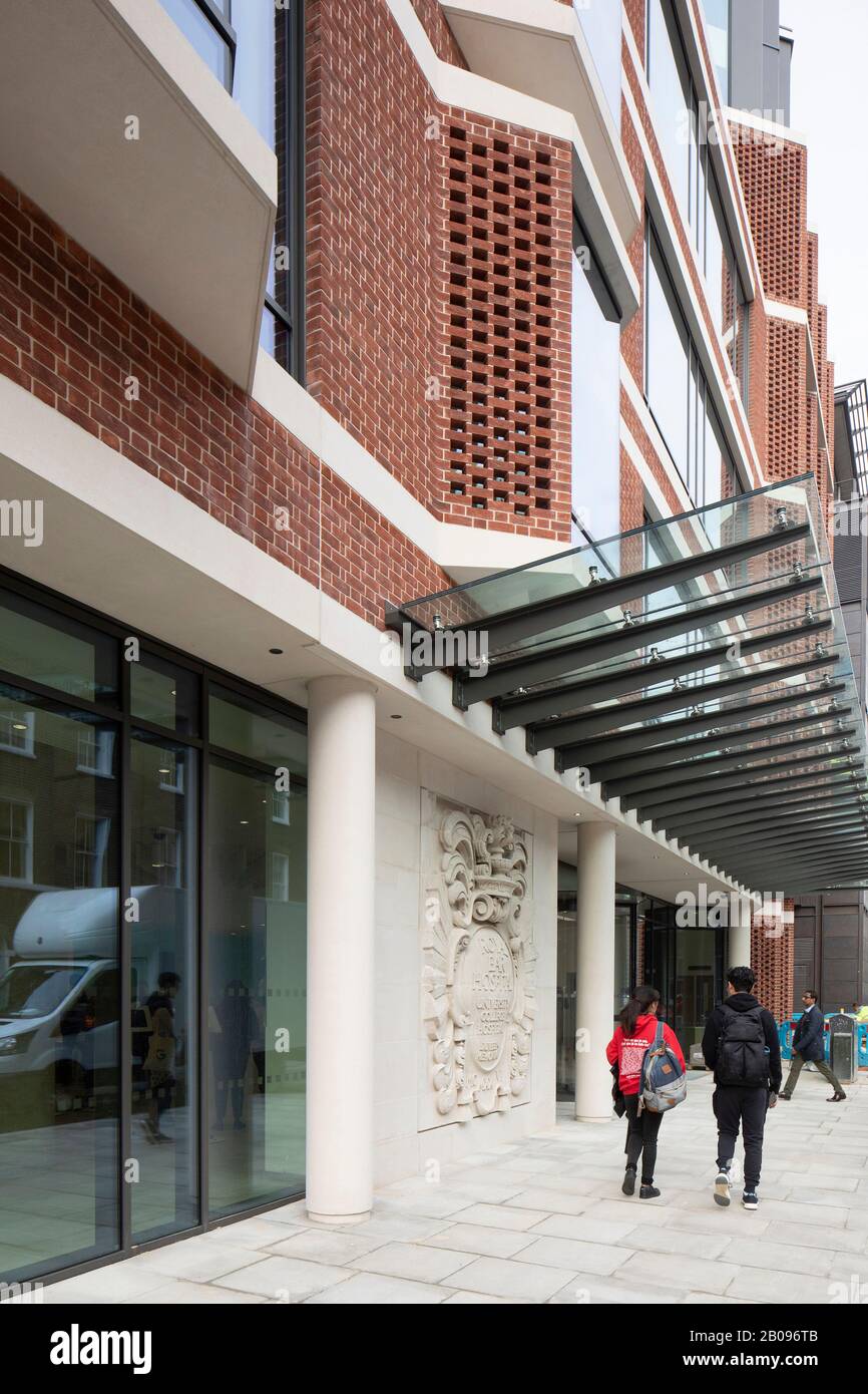 Entrance to Hospital from oblique angle. UCLH Eye Hospital, London ...