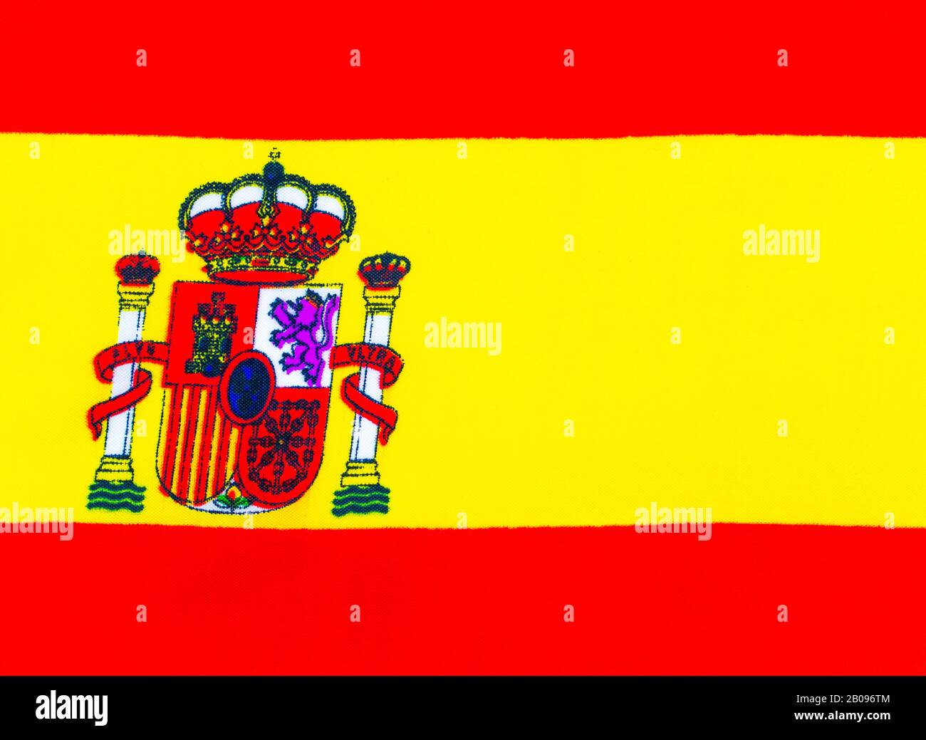 State flag of Spain with coat of arms Stock Photo - Alamy