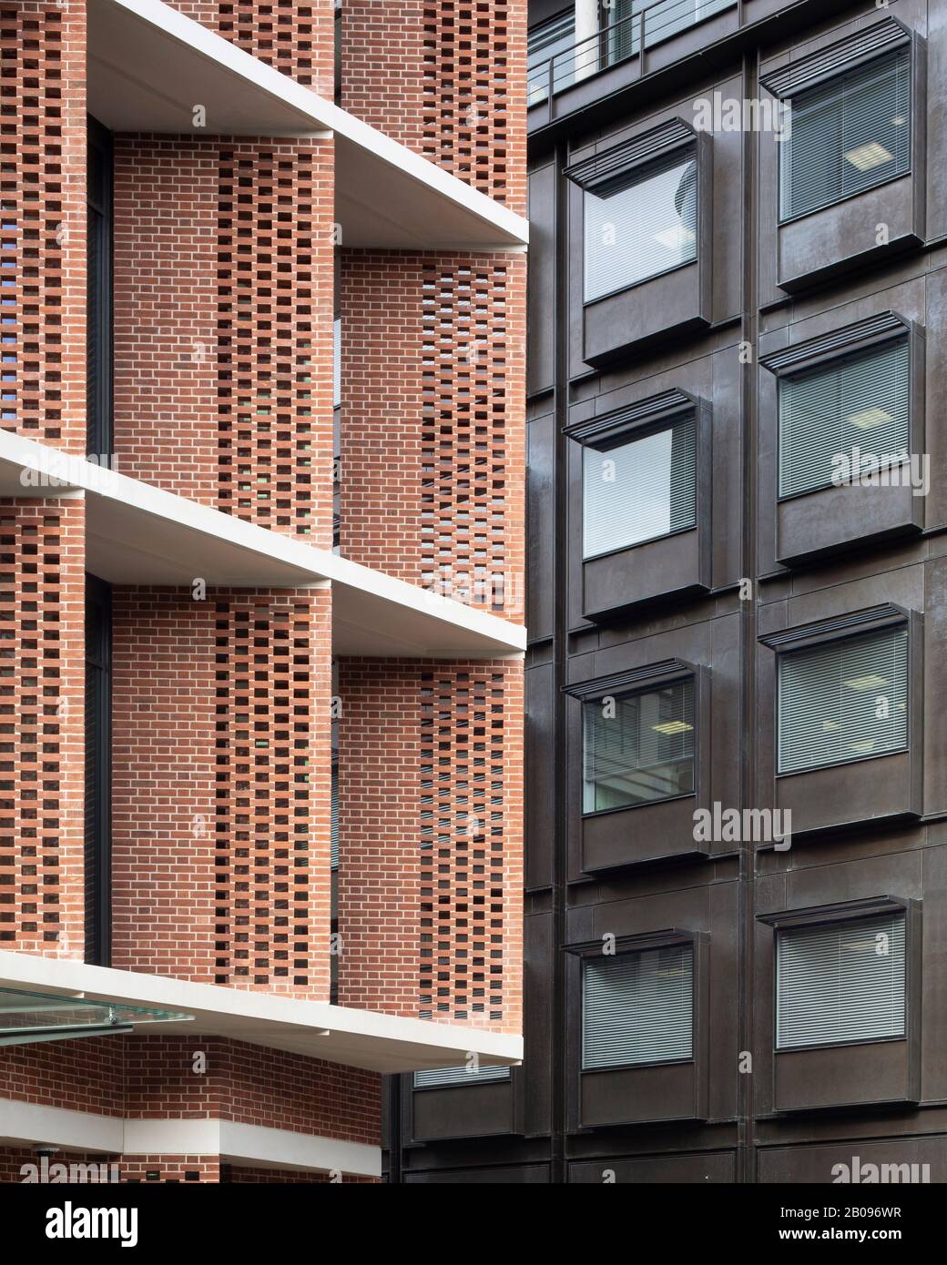 Detail view of brick and windows from building opposite. UCLH Eye ...