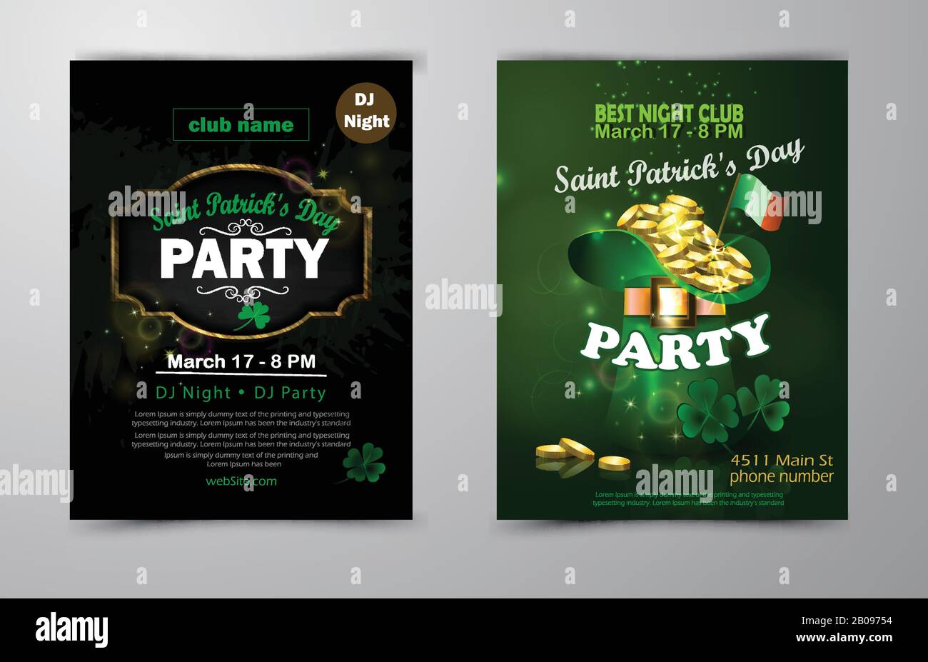 St. Patrick's Day poster set Vector illustration Stock Vector Image ...