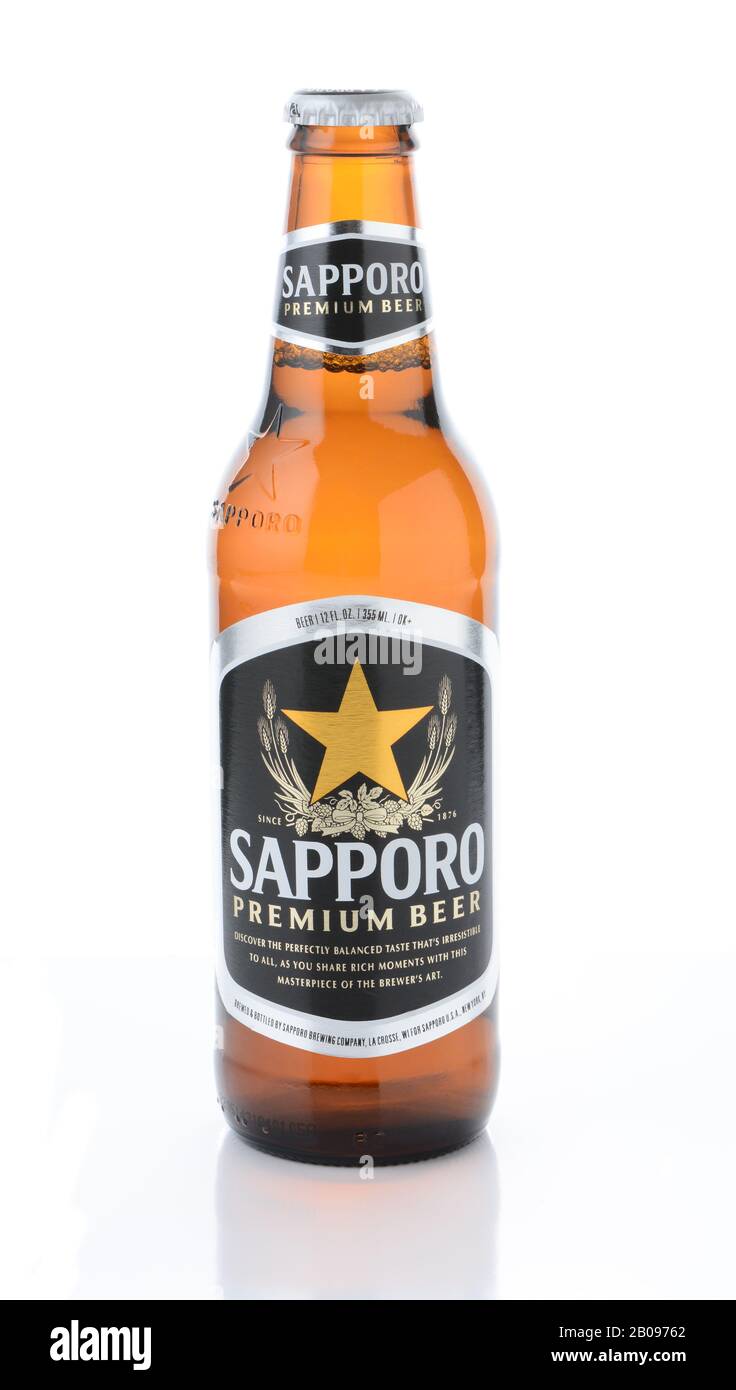 IRVINE, CA - JANUARY 12, 2015: A bottle of Sapporo Beer isolated on ...