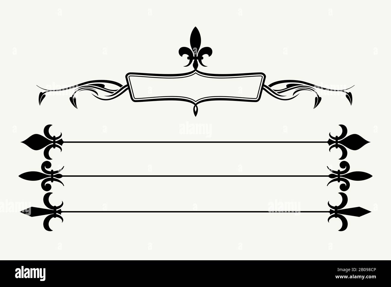 Set of fleur de lys design elements. Decoration of element antique ...