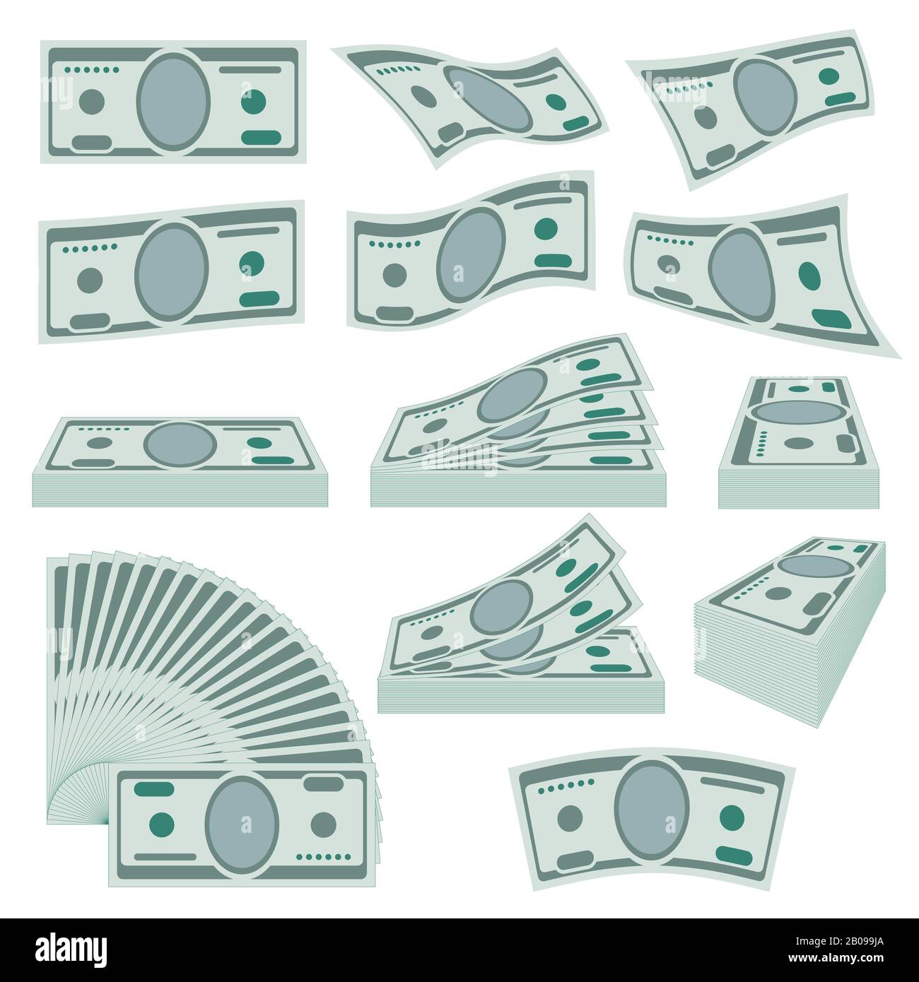 Us dollars, money stacks vector set. Banknote money paper, illustration ...